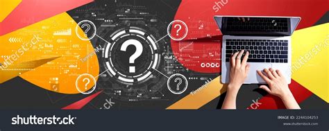 Question Marks Person Using Laptop Computer Stock Photo Shutterstock
