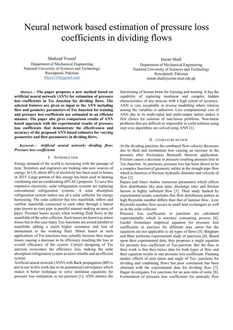 Dividing Flow Manifold Calculations With A Spreadsheet In Loss Coefficients At The Dividing And