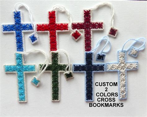 2 Colors Cross Bookmarks Ts Custom Cross Plastic Canvas Bookmark