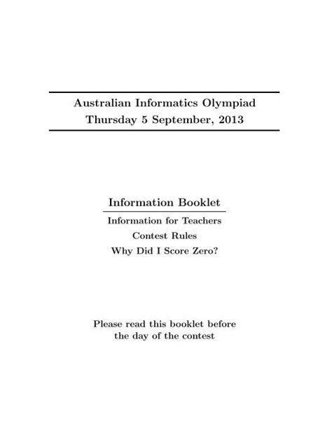 Contest Rules Australian Informatics Olympiad Programme