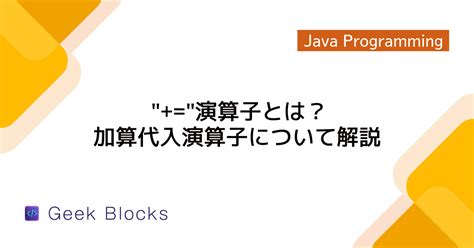 Java ”演算子とは？加算代入演算子について解説 Geekblocks