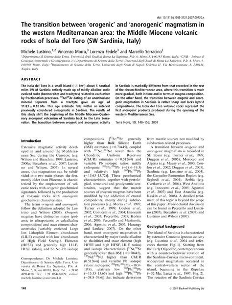 Pdf The Transition Between Orogenic And Anorogenic Magmatism In