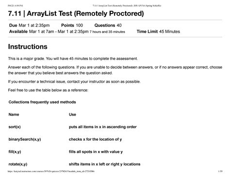 711 Array List Test Remotely Proctored Jhs Apcsa Spring Schieffer