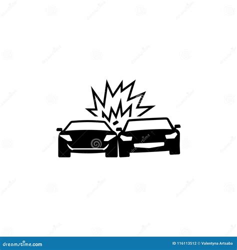 Collision Cars Flat Vector Icon Stock Vector Illustration Of Broken Illustration 116113512