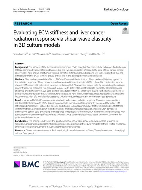 Pdf Evaluating Ecm Stiffness And Liver Cancer Radiation Response Via
