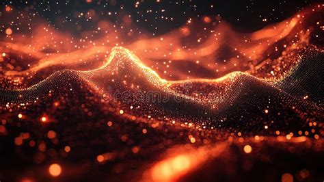 Abstract Fiery Orange And Black Particle Wave Background Stock Illustration Illustration Of