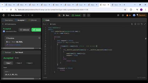 leetcode 3011 find if array can be sorted strings bubble sort
