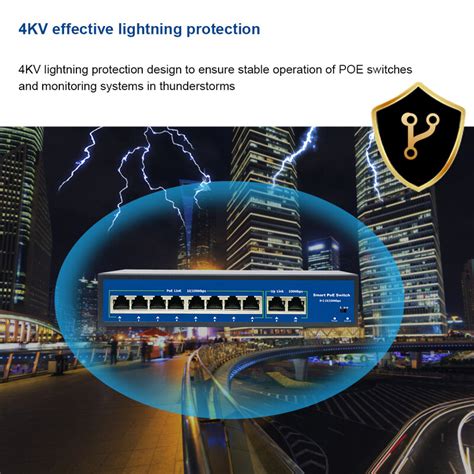 10 Ports Poe Switch 48v Power Over Ethernet Network Switch 8 Poe Switch