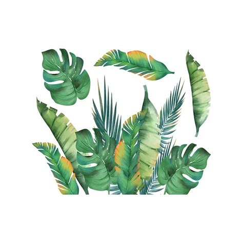 Badu Bg Зелени растителни листа Стикер за стена Баня Тоалетна Декор Шкаф за хол Декорация на