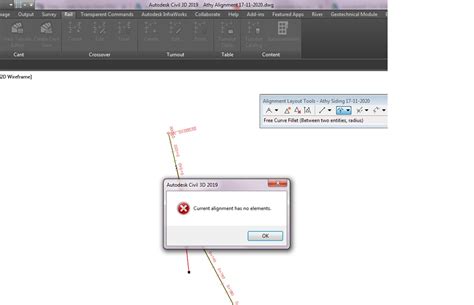 Error Message Current Alignment Has No Elements Autodesk Community