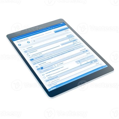Tablet Displaying A Blue Interface With Various Applications 55778848 Png