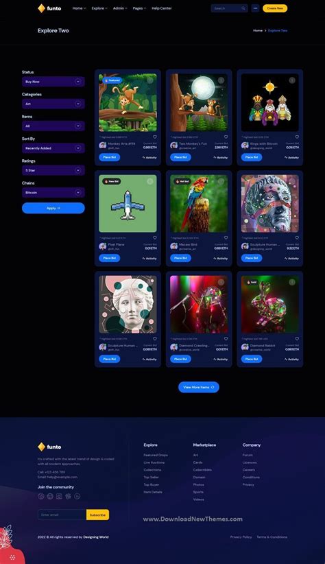 Funto React Nft Marketplace Template Homepage Layout Templates