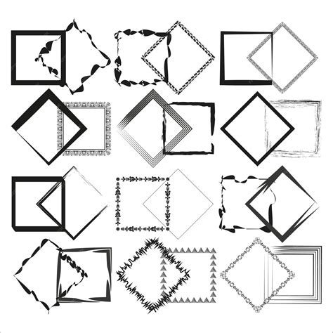 Premium Vector Decorative Frame Set Abstract Geometric Borders Black