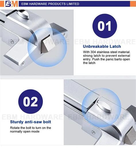 Emergency Exit Device Push Panic Bar With Exterior Lever Handle Lock Fire Door Hardware Panic