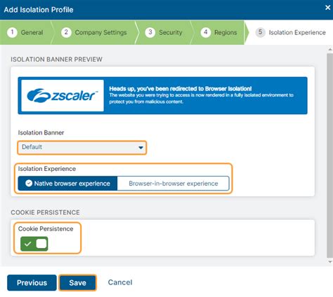Ziaの分離プロファイルの作成 Zscaler