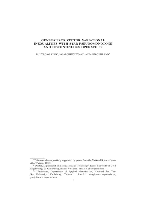 Pdf Generalized Vector Variational Inequalities With Star