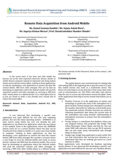 Remote Data Acquisition From Android Mobile Pdf