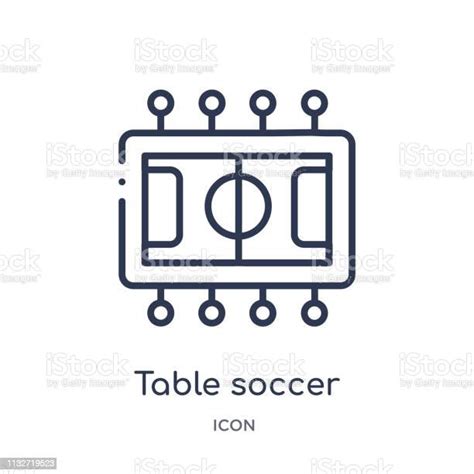 엔터테인먼트 개요 컬렉션에서 선형 테이블 축구 아이콘입니다 얇은 라인 테이블 축구 아이콘 흰색 배경에 고립입니다 테이블 축구 유행 그림 푸스볼 사커에 대한 스톡 벡터 아트