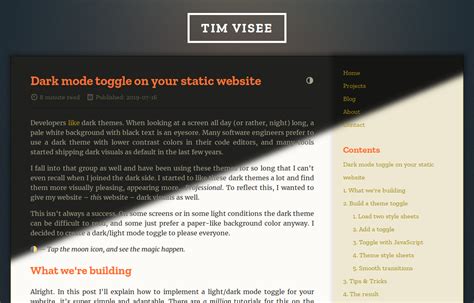Dark Mode Toggle On Your Static Website Tim Vis E