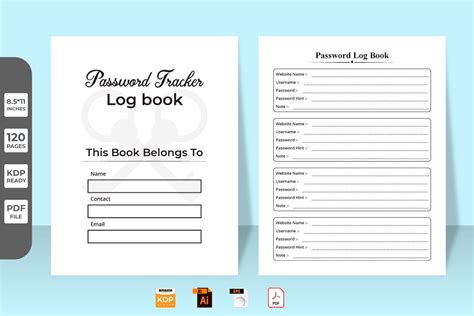 Password Journal Kdp Interior Vector Stationery Iftikharalam