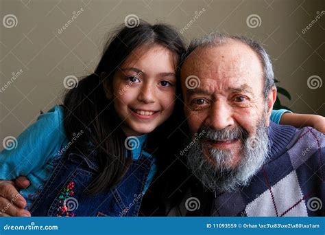 Grandfather And Granddaughter Stock Image Image Of Senior Absentee