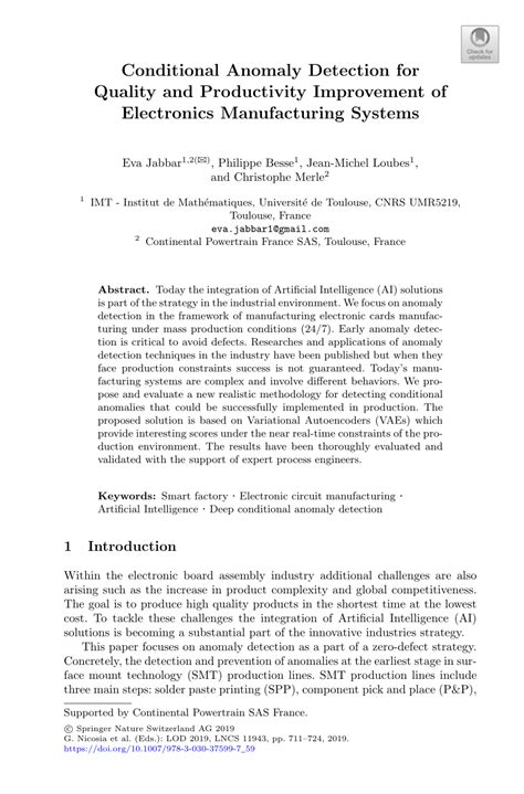 Pdf Conditional Anomaly Detection For Quality And Productivity