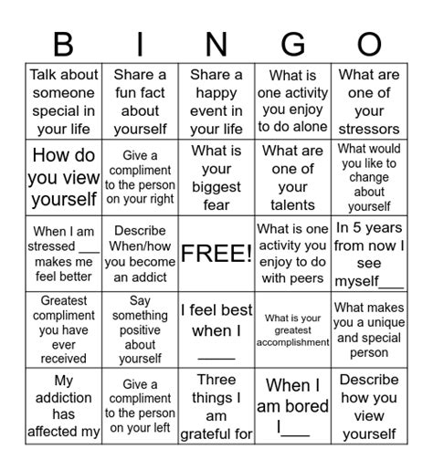 Social Bingo Card