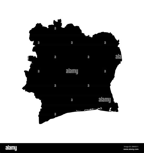 Vector map Cote d'Ivoire. Isolated vector Illustration. Black on White background. EPS 10 ...