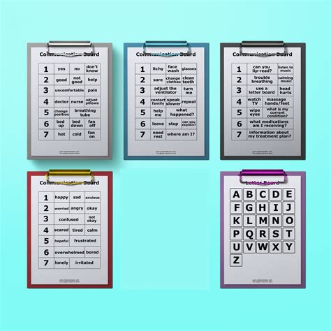 Printable Icu Patient Communication Boards For Ventilator Users
