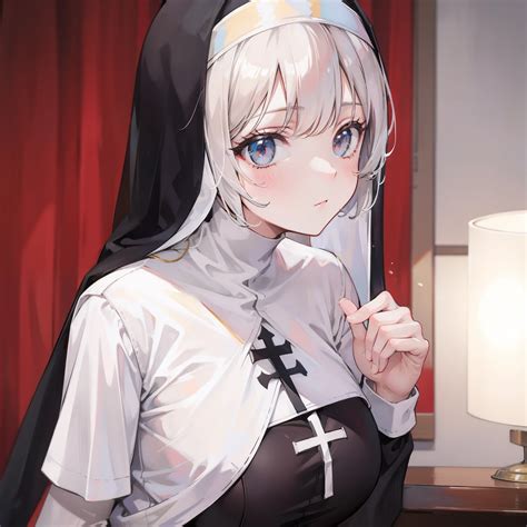 Anime Character Dressed In Nun Outfit With Cross On Chest Seaart Ai