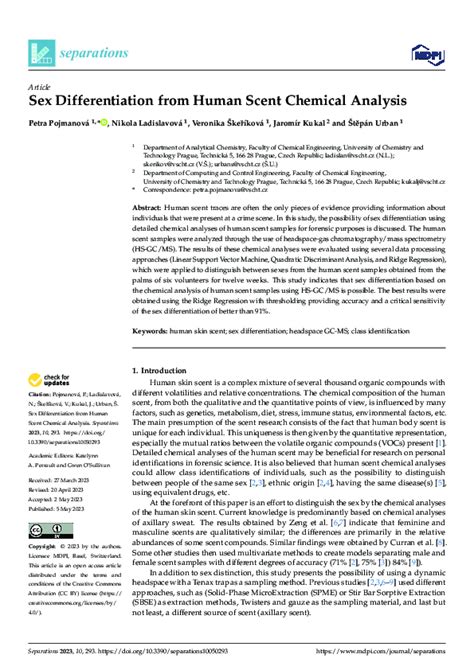 Pdf Sex Differentiation From Human Scent Chemical Analysis