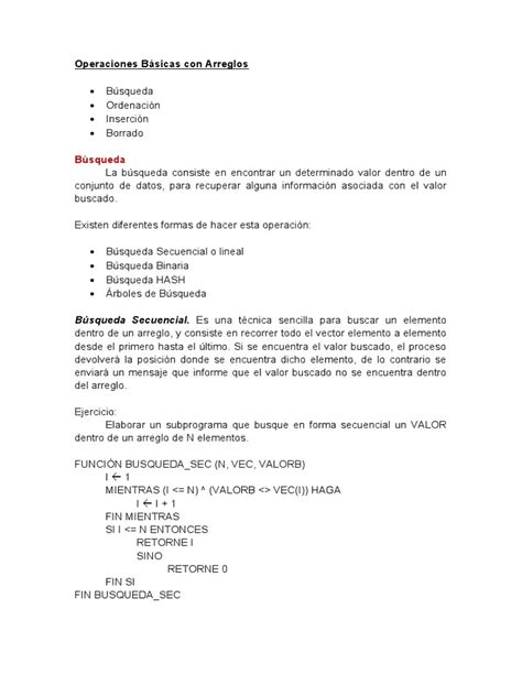 Operaciones Básicas Con Arreglos Pdf Estructura De Datos De Matriz Matemáticas Discretas
