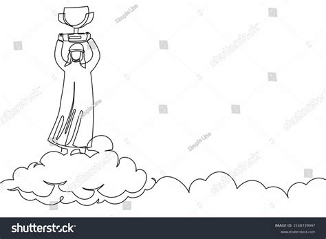 Continuous One Line Drawing Arabian Businessman Stock Vector Royalty