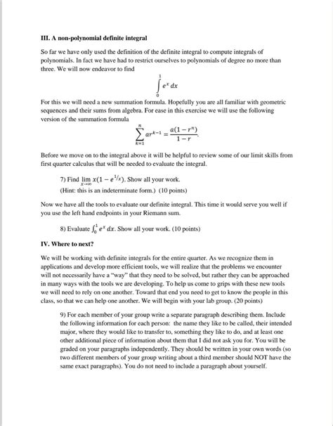 Solved III A Non Polynomial Definite Integral So Far We Chegg