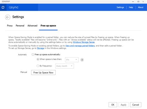 how to save disk space with space saving mode in qsync client 5 0 6