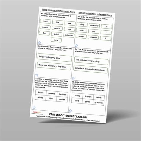 Year 3 Using Conjunctions To Express Place Application Resource Classroom Secrets