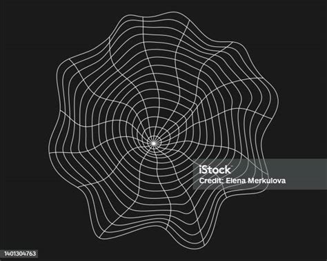 사이버 왜곡 그리드 복고풍 펑크 디자인 요소 검은 색 배경에 와이어 프레임 웨이브 형상 그리드 벡터 일러스트레이션 3차원 형태에 대한 스톡 벡터 아트 및 기타 이미지