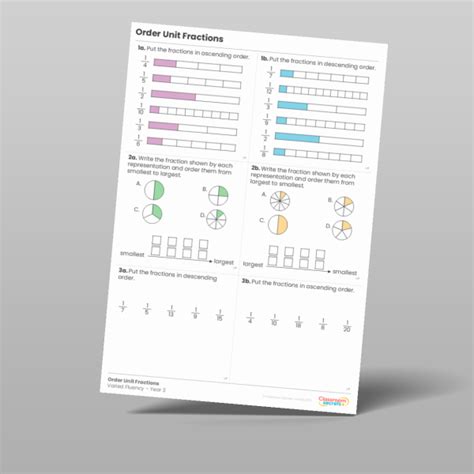 Year 3 Order Unit Fractions Varied Fluency Resource Classroom Secrets