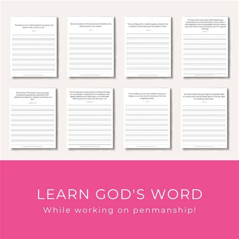 Scripture Copywork 94 Bible Verse Printable Homeschool Pages Etsy