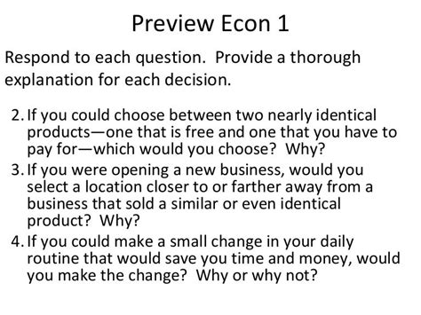 Economics Chapter 1 Assignments