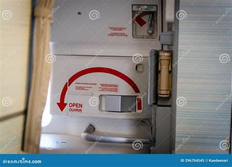 Passenger Airplane Aircraft Emergency Exit Stock Image Image Of Cabin Emergency 296704545
