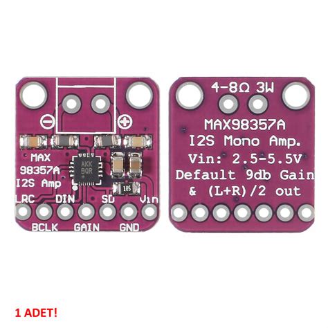 Max98357 I2s 5v 3w Ses Yükseltici Amfi Class D Dijital Ses Müzik