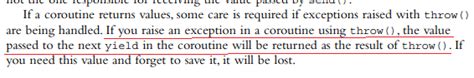 Python Ask For A Sample Code To Understand The Return Value Of Throw