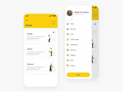 Hamburger Menu With Landing Card Design Hamburger Menu Mobile App