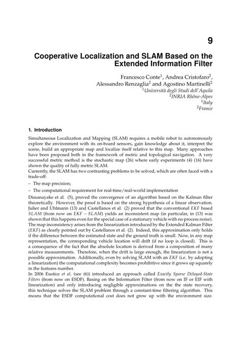pdf cooperative localization and slam based on the extended