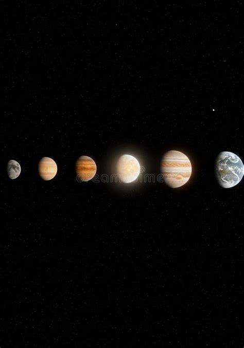 A Lineup Of Celestial Bodies Resembling Planets In A Digital