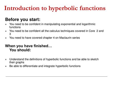 PPT FP MEI Hyperbolic Functions Introduction Part PowerPoint Presentation ID