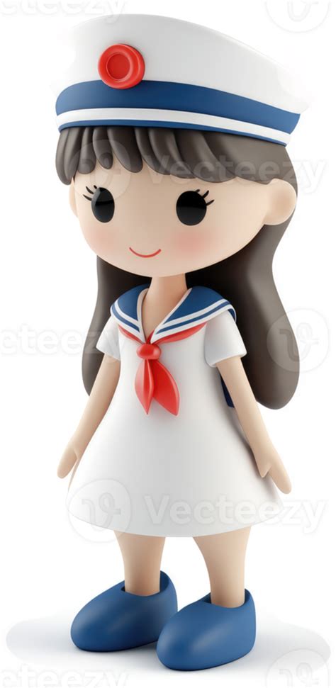 Cute Sailor Girl Figurine In A Naval Uniform 60725623 Png
