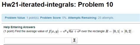 Solved Hw21 Iterated Integrals Problem 10 Problem Value 1