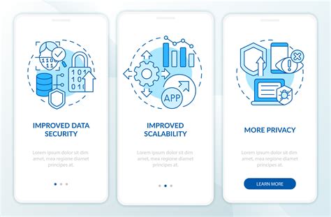 Web Benefits Blue Onboarding Mobile App Screen No Code Option Walkthrough Steps Graphic